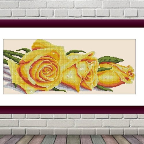 Yellow Rose Cross Stitch Pattern - Etsy