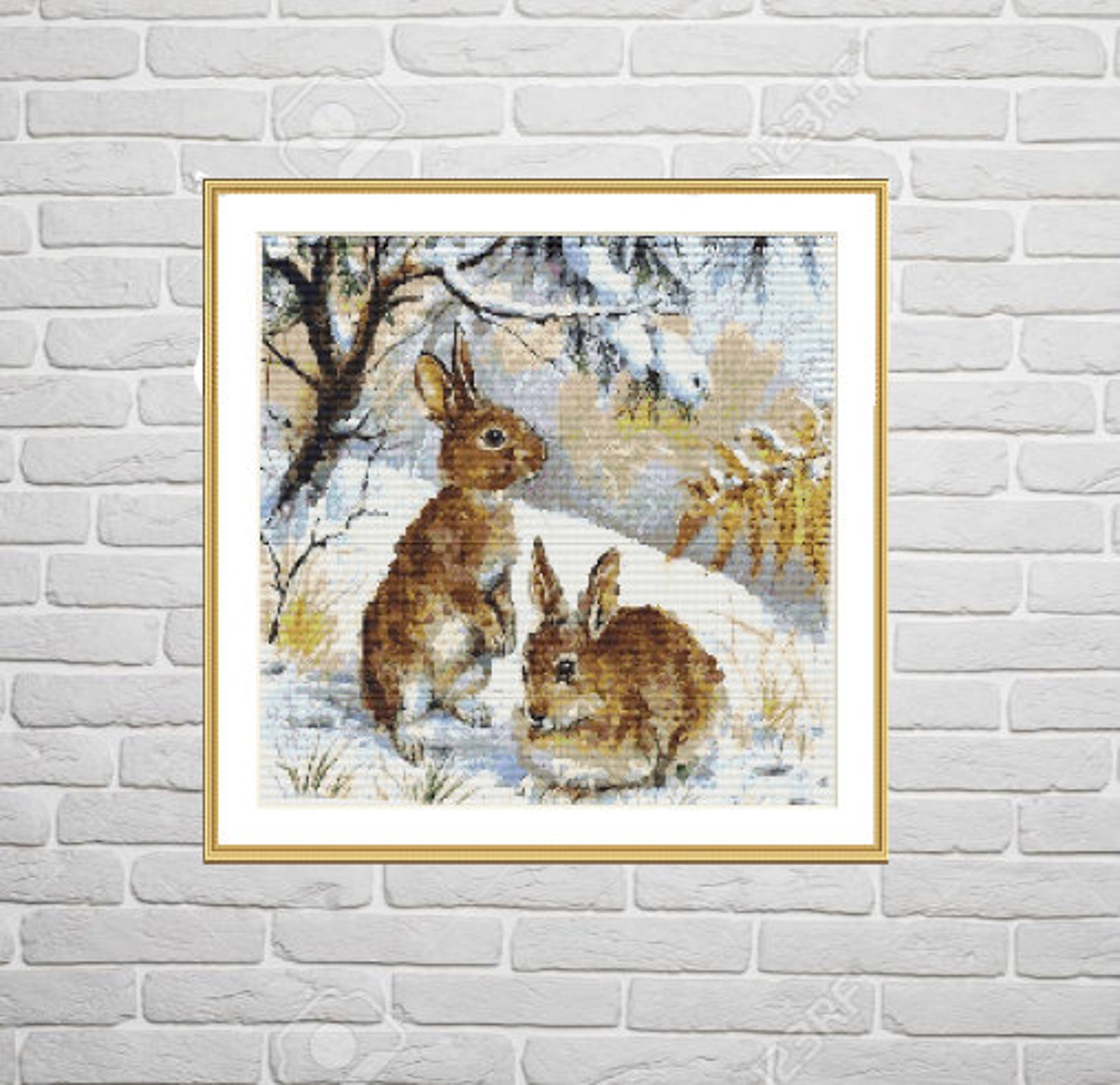 Watercolor Rabbit Counted Cross Stitch Pattern Pdf Animal - Etsy
