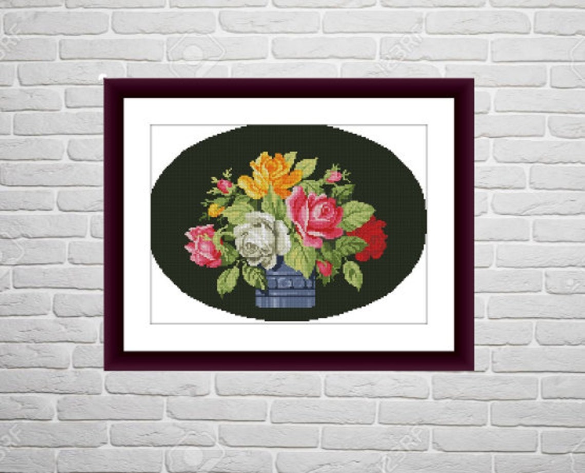 Vintage Rose Counted Cross Stitch Pattern Pdf Flower Digital X - Etsy
