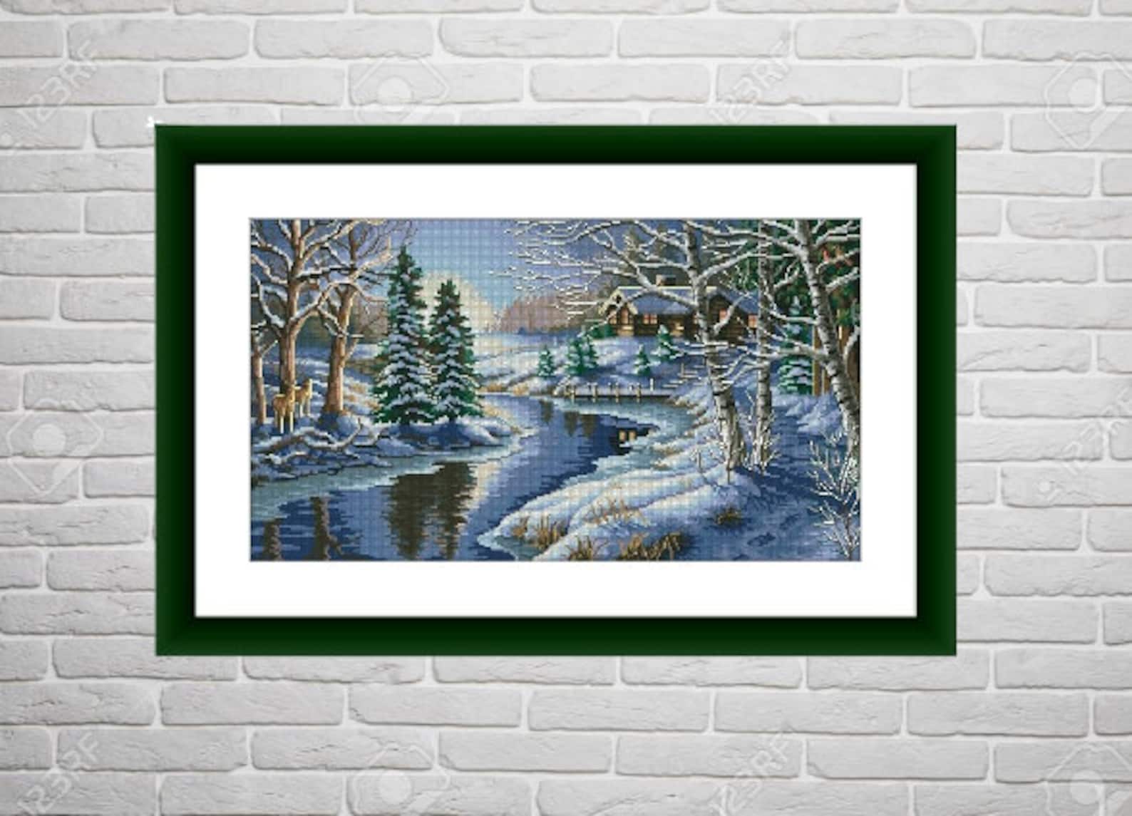 Winter Woodland Counted Cross Stitch Pattern Winter Landscape - Etsy