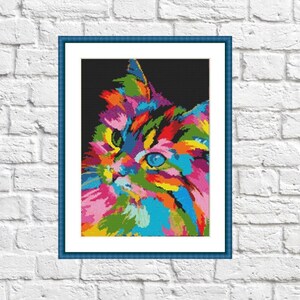 Rainbow Cat Animal PDF Counted Cross Stitch Pattern Animal Rainbow Cat ...