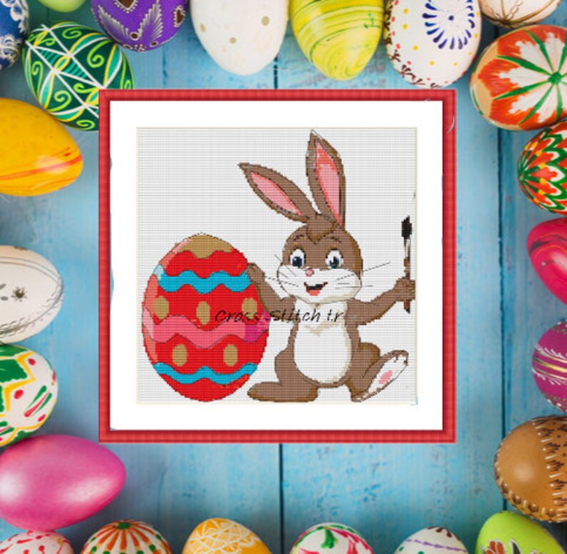 Easter Bunny Counted Cross Stitch Pattern Easter Eggs and - Etsy