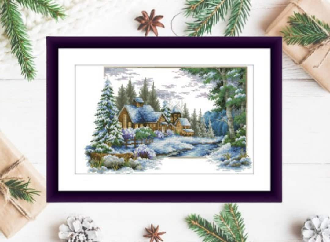 Christmas Eve Counted Cross Stitch Pattern Winter Landscape Digital ...