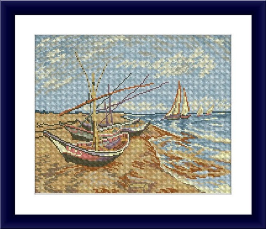 Sailboat Counted Cross Stitch Pattern Boat Digital Cross Stitch Chart ...