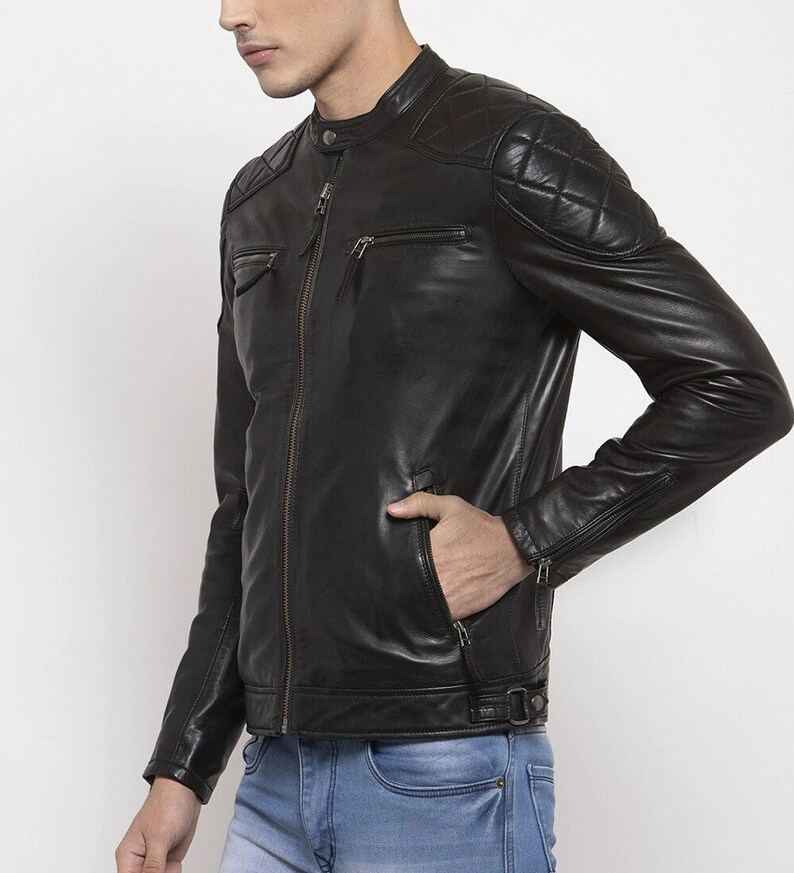 Black Leather Jacket Men / Black Real Men's Leather Jacket - Etsy