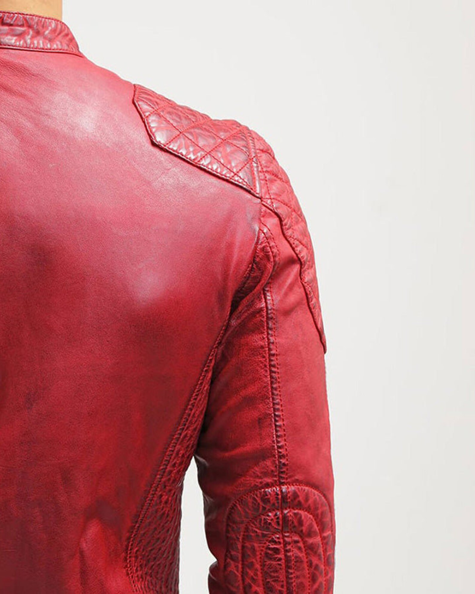 Men's Red Quilted Leather Jacket / Leather Jacket for Men / Red Real ...