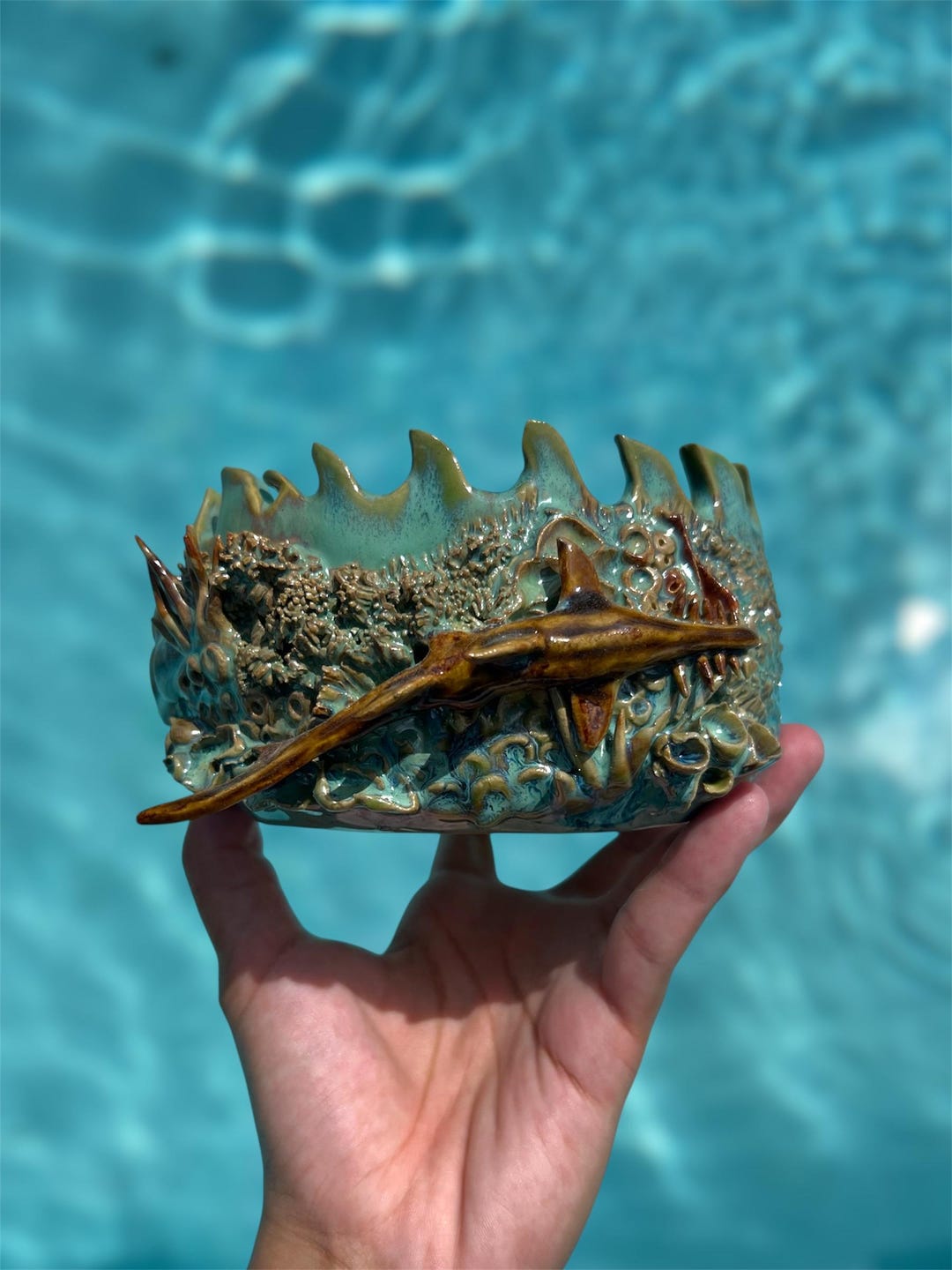 Handmade Ceramic Sawfish Planter With Coral Details Ocean Decor ...