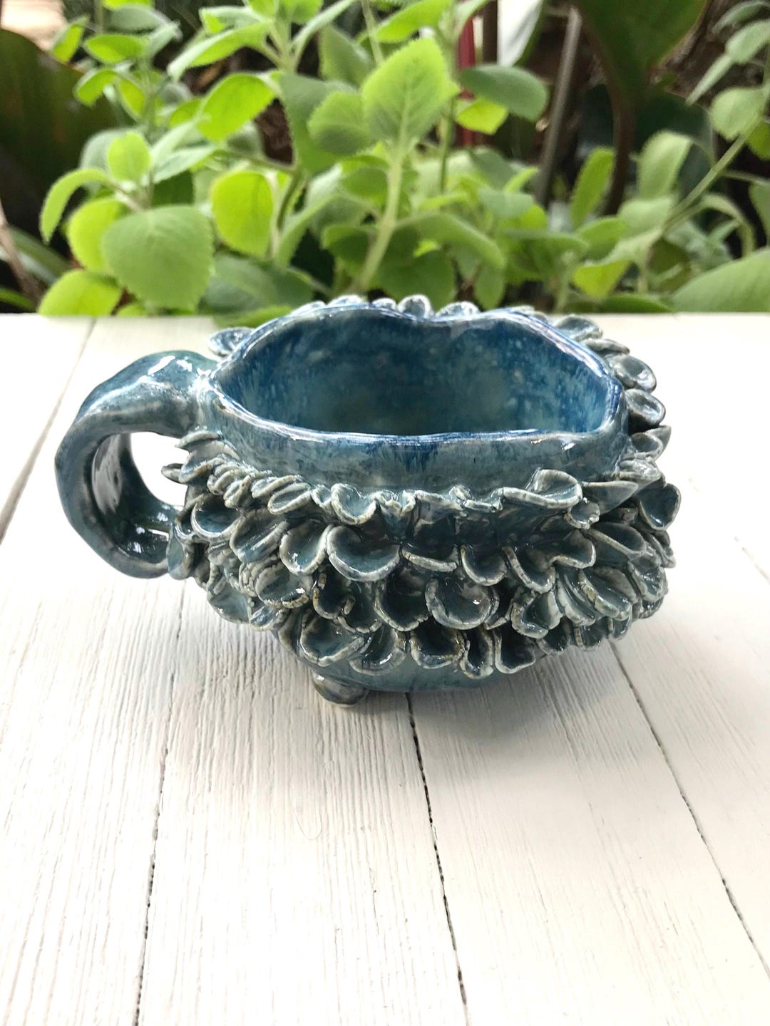 Porcelain Oceanic Bloom Mug Handmade Ceramic Art Cup With Coral Texture ...