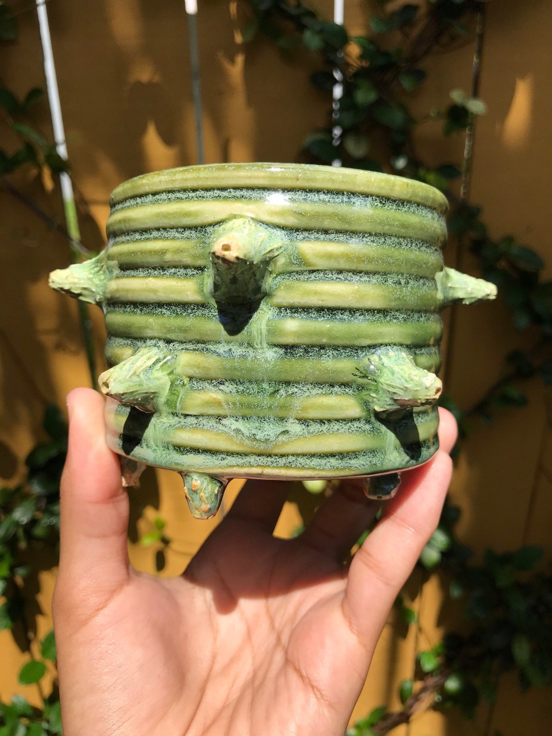 Handmade Green Sea Creature Planter With Ocean Glaze | Sculptural ...