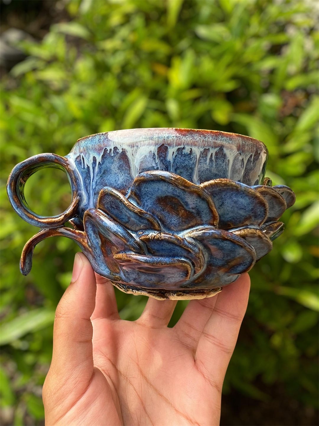 Handmade Stoneware Coral Mug Sculptural Ocean Inspired Ceramic Cup With ...