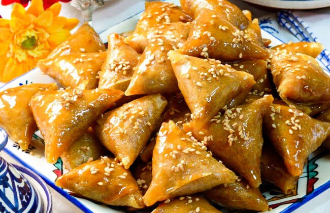 Moroccan Sweet Briwat With Almonds Coated With Honey, Arabic Candy Nuts ...