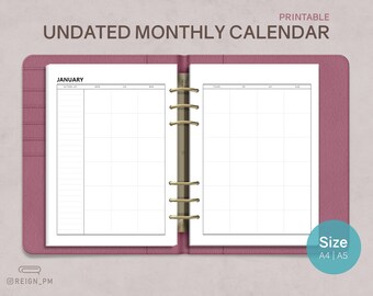 Undated Monthly Planner Inserts, Monthly 2 Page Spread Template ...