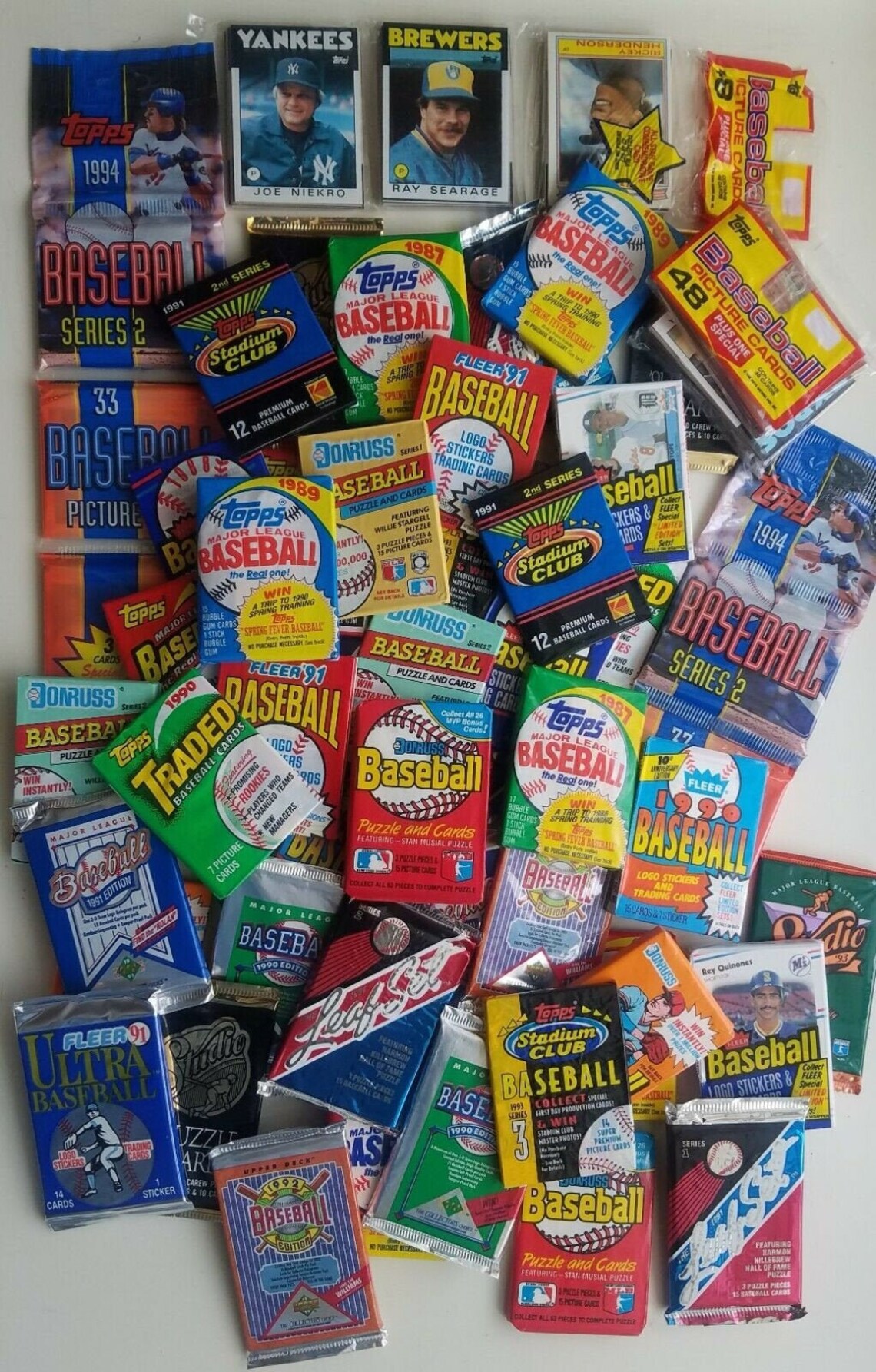 20 DIFFERENT Packs (over 300+ Cards!!) of UNOPENED Vintage BASEBALL ...