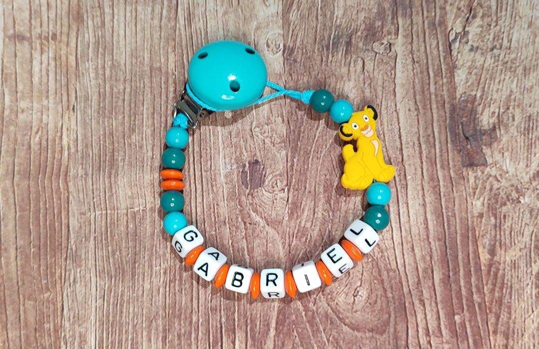 Pacifier Clip Lion King Simba Tones Turquoise Duck Blue and Orange - Etsy