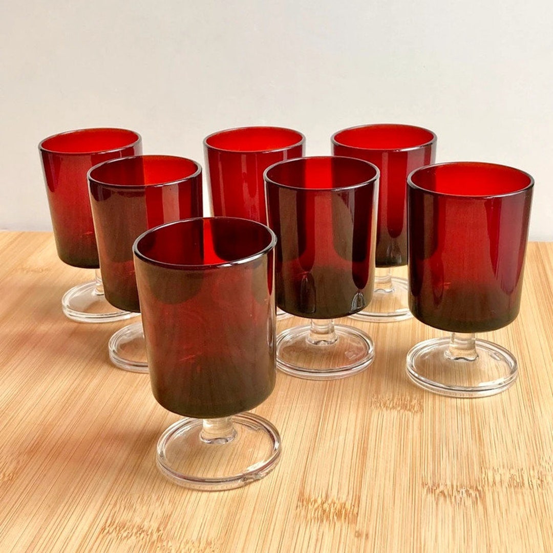 LUMINARC 6 Red Wine Glasses - Vintage Design Glasses From the 1970s ...