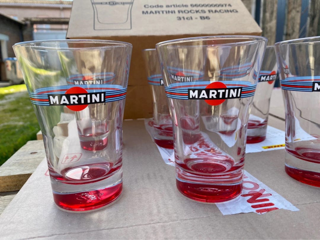 MARTINI Cocktail 6 Glasses 31cl With Embroidered Glass Martini Rocks ...