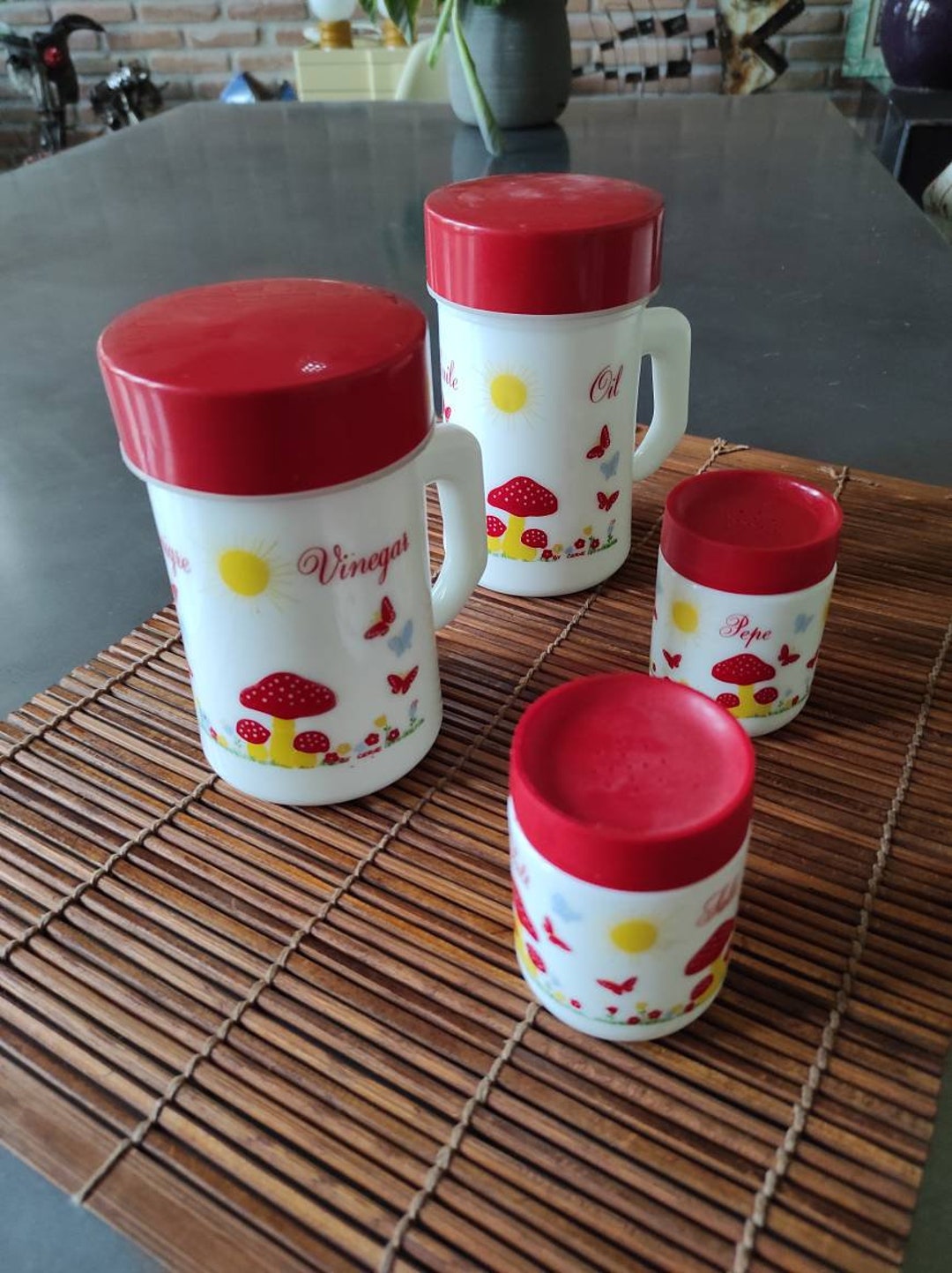 CERVÈ Vintage 1980s - Set of 4 Containers for Retro Kitchens - Vinegar ...