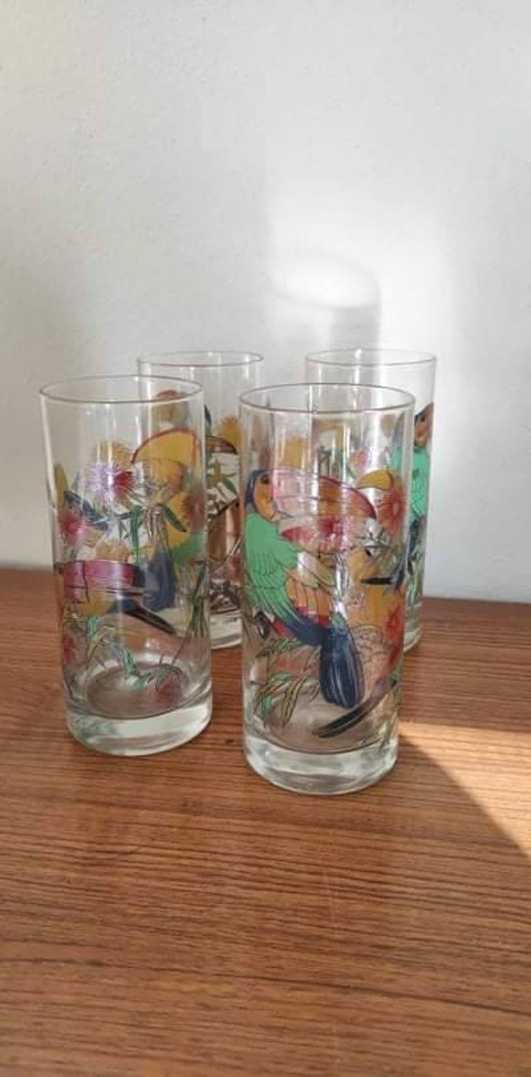 CERVE' 4 Tumbler Cocktail Glasses - Vintage Design 80s Design Parrot ...