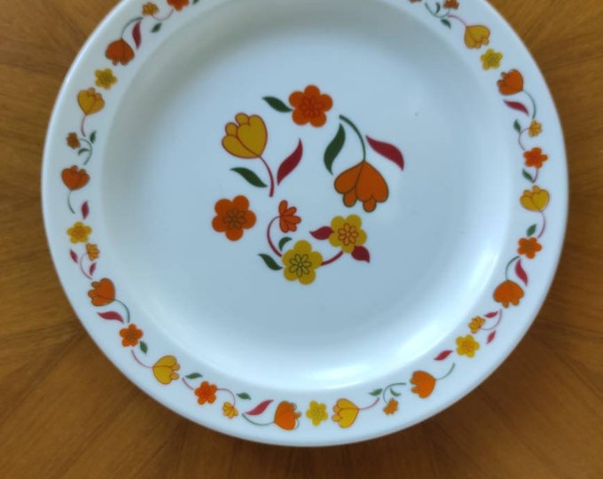 ARCOPAL 6 Dinner Plates Orange Blossom and Tulips Collection Vintage ...
