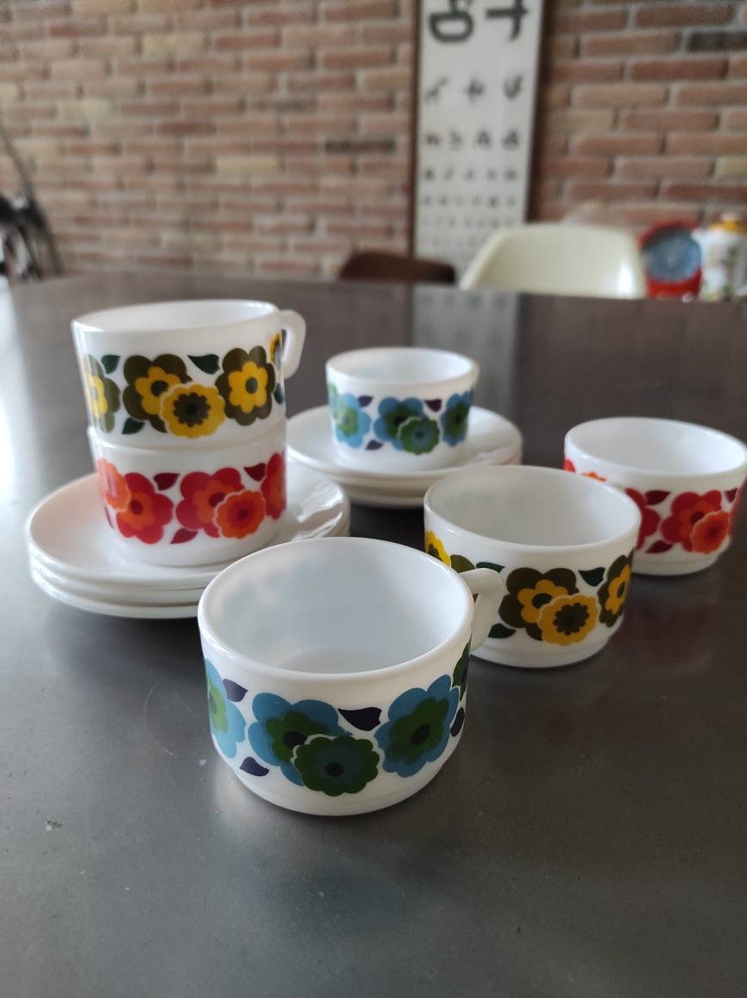 ARCOPAL Collection LOTUS 6 Cups With Saucer From the 70s Coffee Cups ...