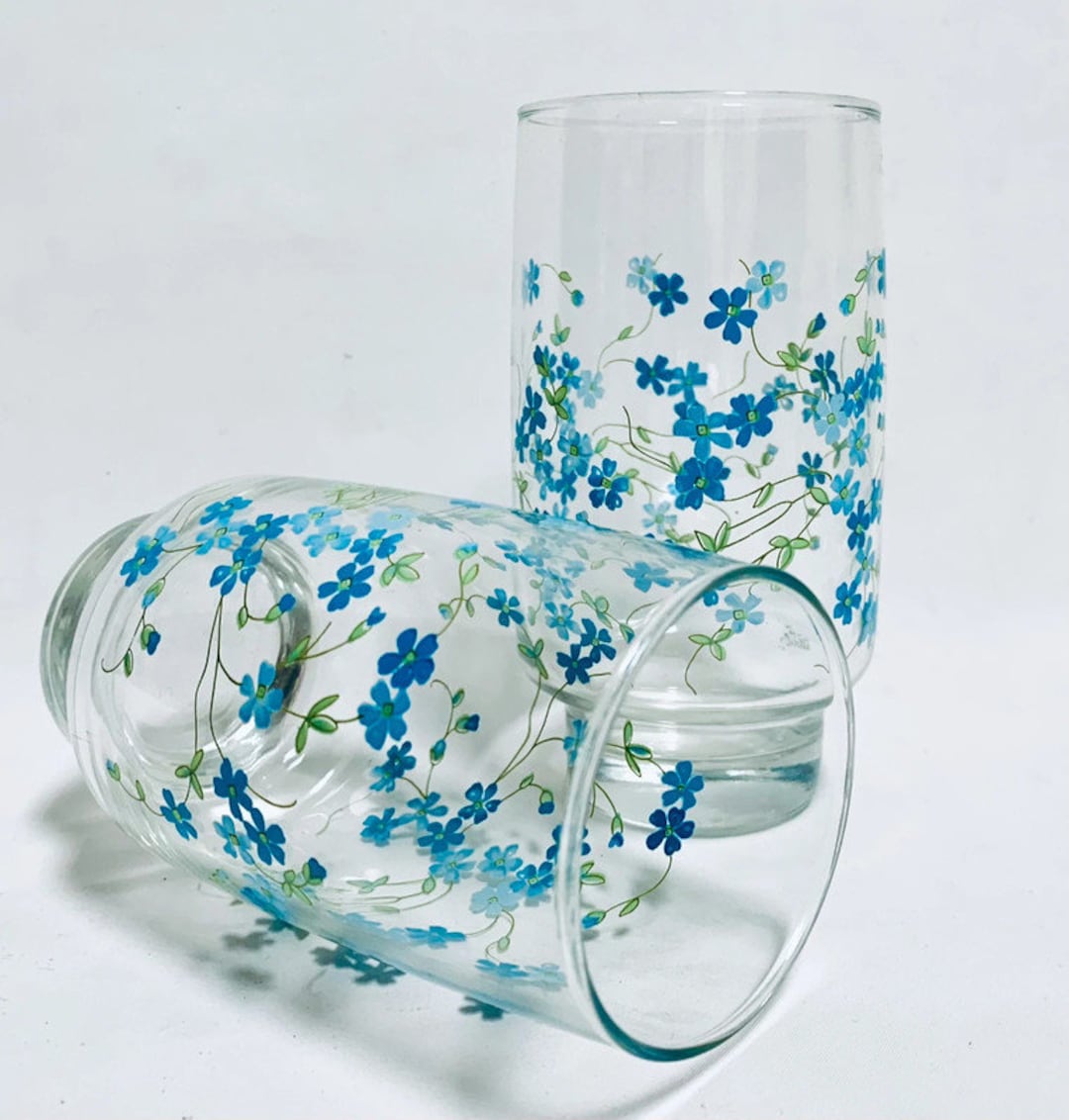 ARCOPAL 6 Flower Glasses VERONICA MYOSOTIS Collection - Vintage 70s ...