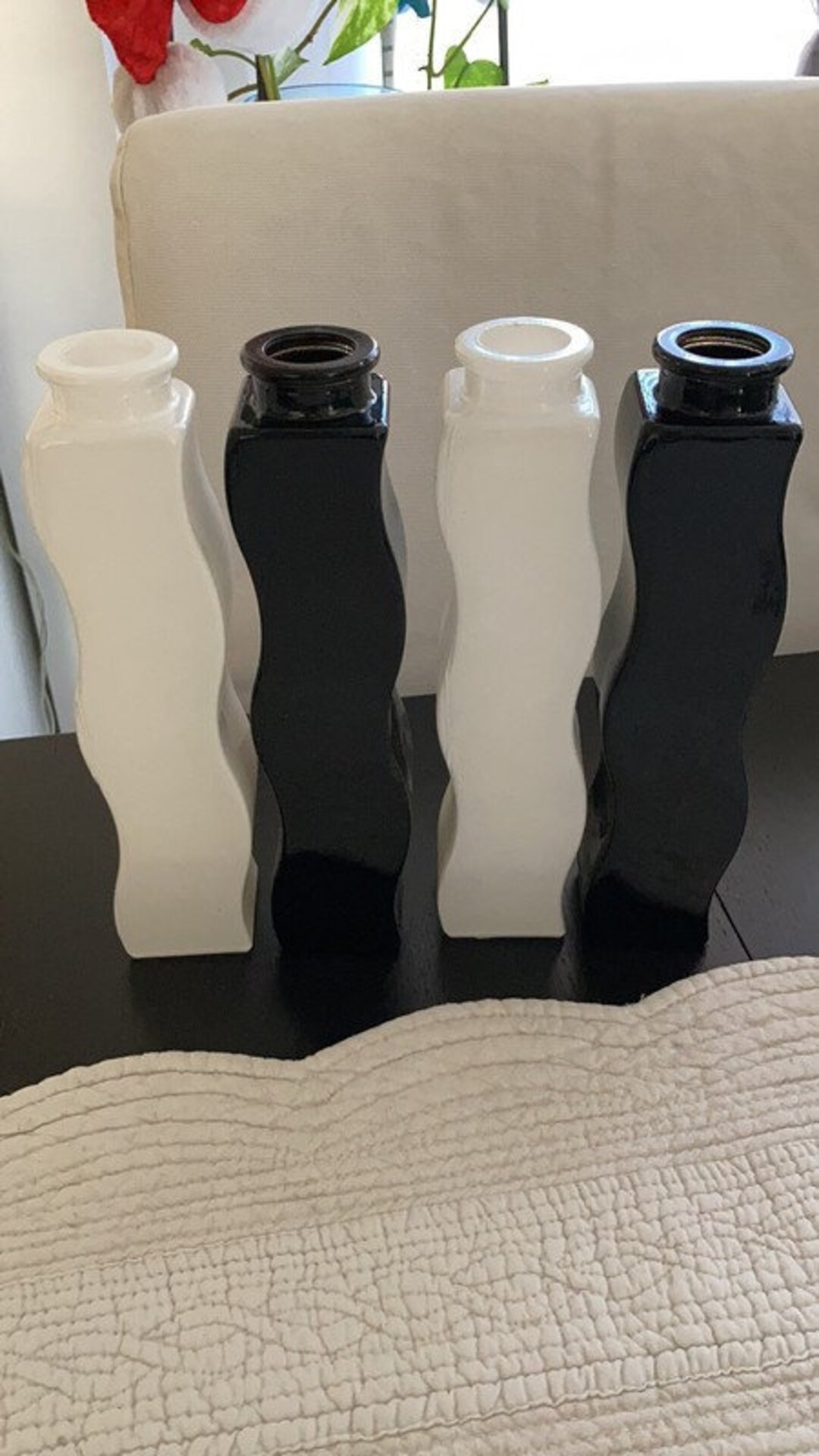 Set of 4 IKEA SKAMT Squiggle Wave Vases - Black and White Color 90s - Etsy