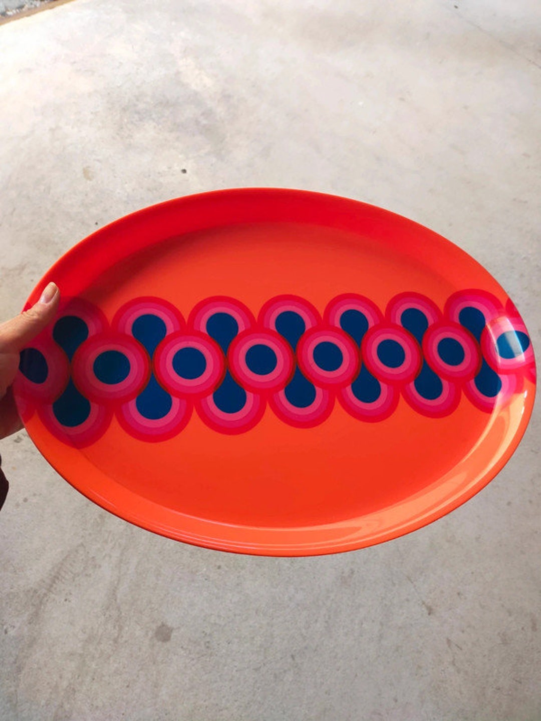 GUZZINI Tray 1970s Designer Ornella Noorda Vintage Orange Plastic A ...