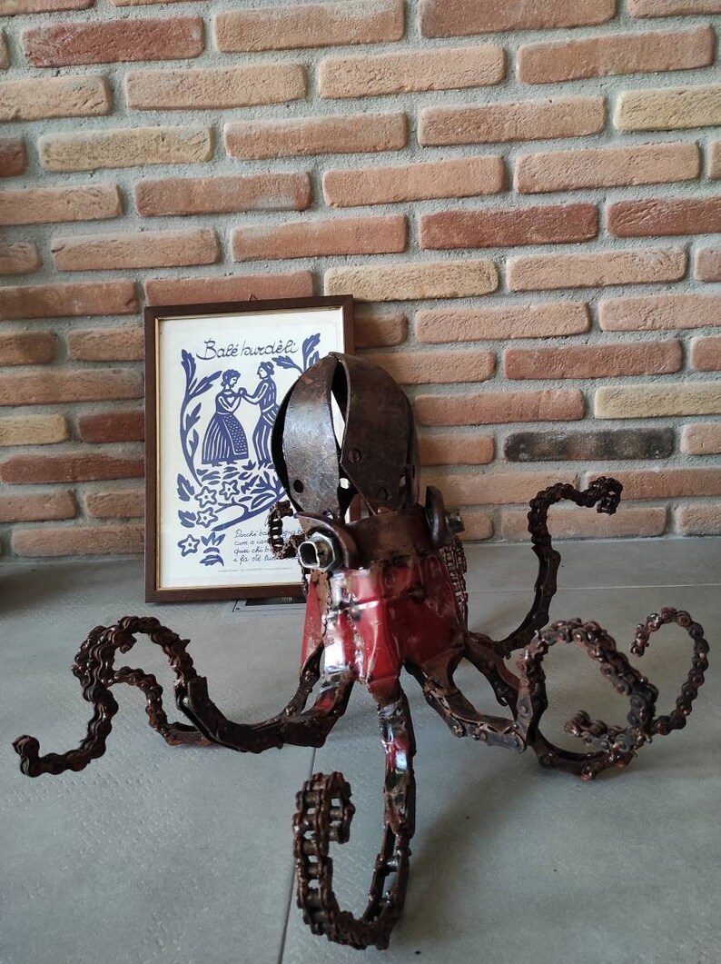 Octopus Sculpture by F-lor Da Fer - Recycled Iron Contemporary Artwork ...