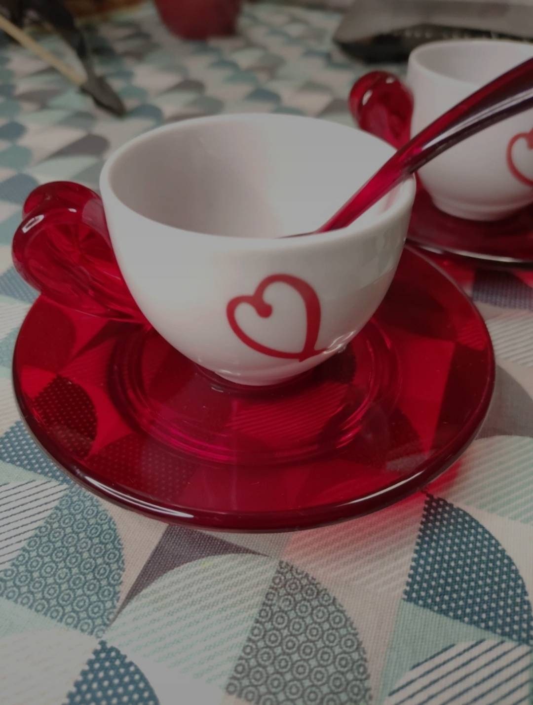 GUZZINI Set of 2 Coffee Cups With Saucer Love Line Design by Setsu and ...