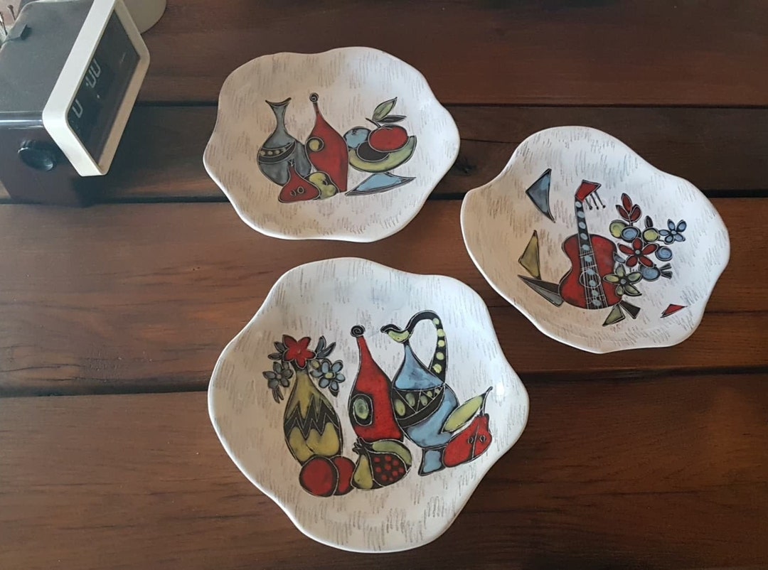 3 Vintage Ceramic Wall Plates SAN MARINO 1950s - Mod. Marisa Salerno ...