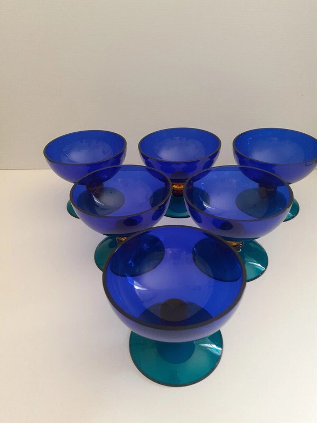GUZZINI Set of 6 Blue Plastic Dessert Cups Vintage 80s Design by STG ...