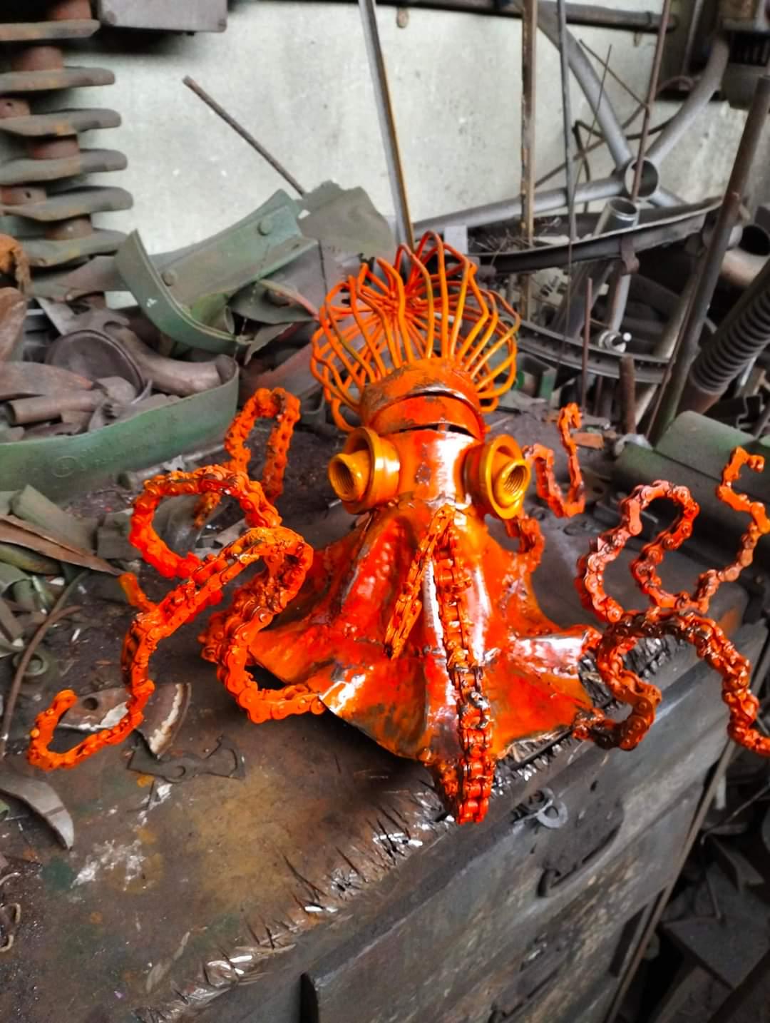 Artwork by F-lor Da Fer - Loris Farolfi - Recycled Iron Octopus ...