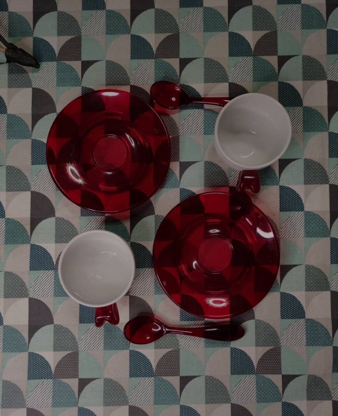 GUZZINI Set of 2 Coffee Cups With Saucer Love Line Made in Italy Design ...