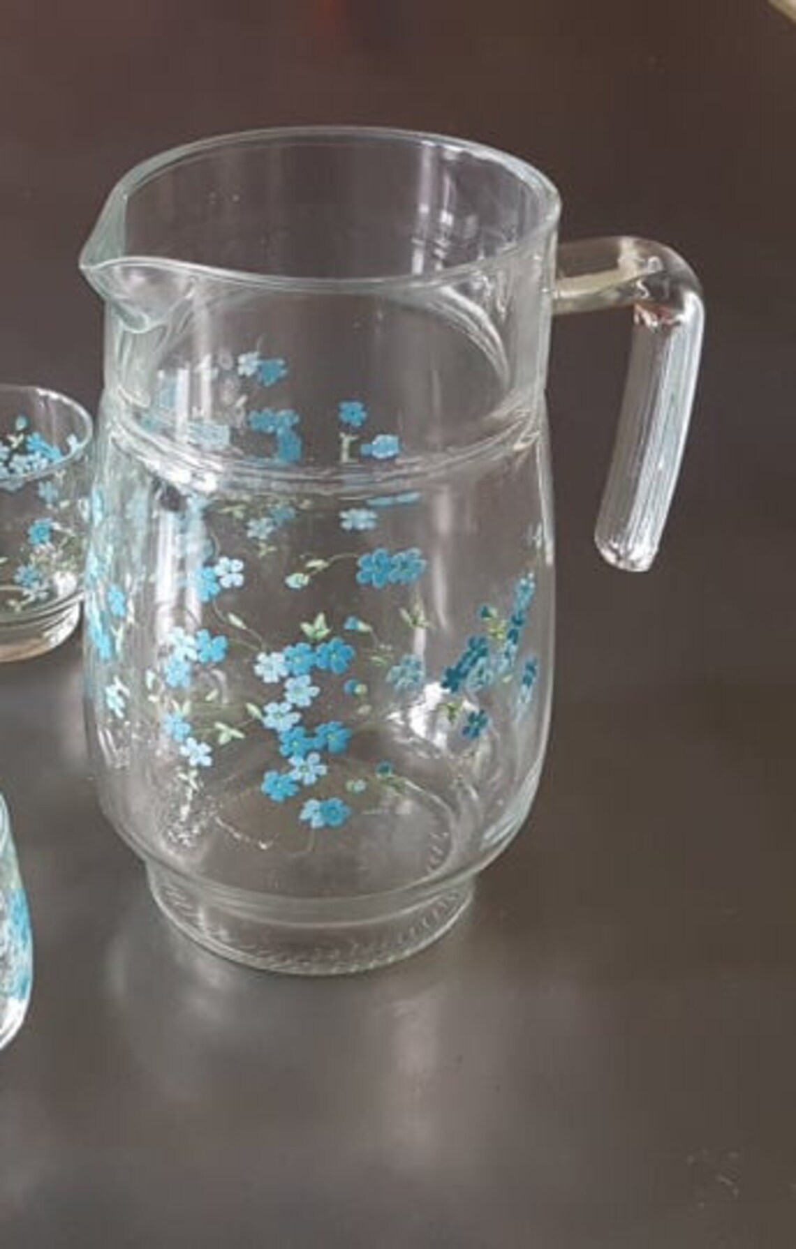 ARCOPAL Jug Glass Carafe Veronica Myosotis Collection 70s - Etsy UK