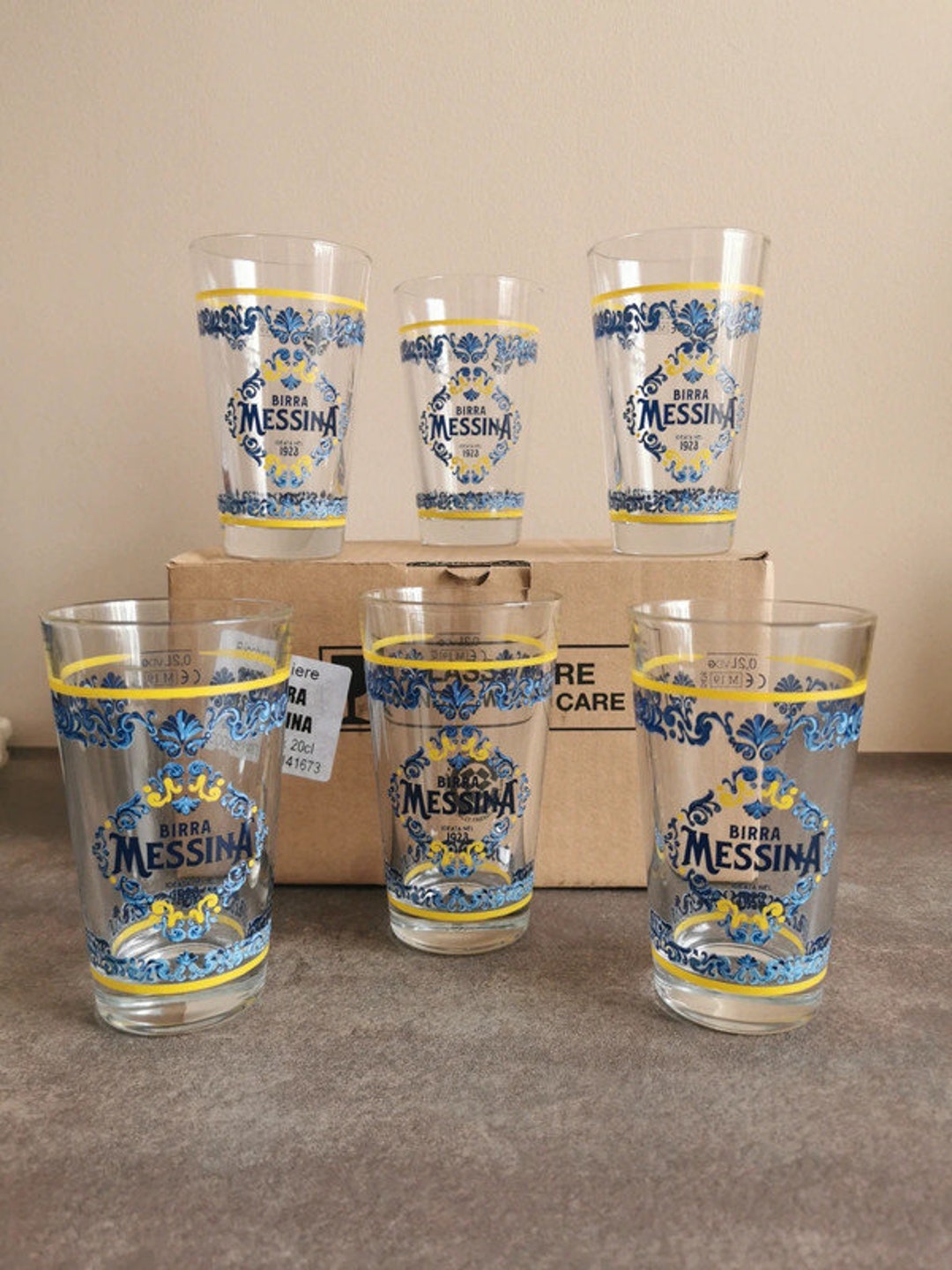 Birra Messina Glasses Set of 6 Cristalli Di Sale Collection – Italian ...