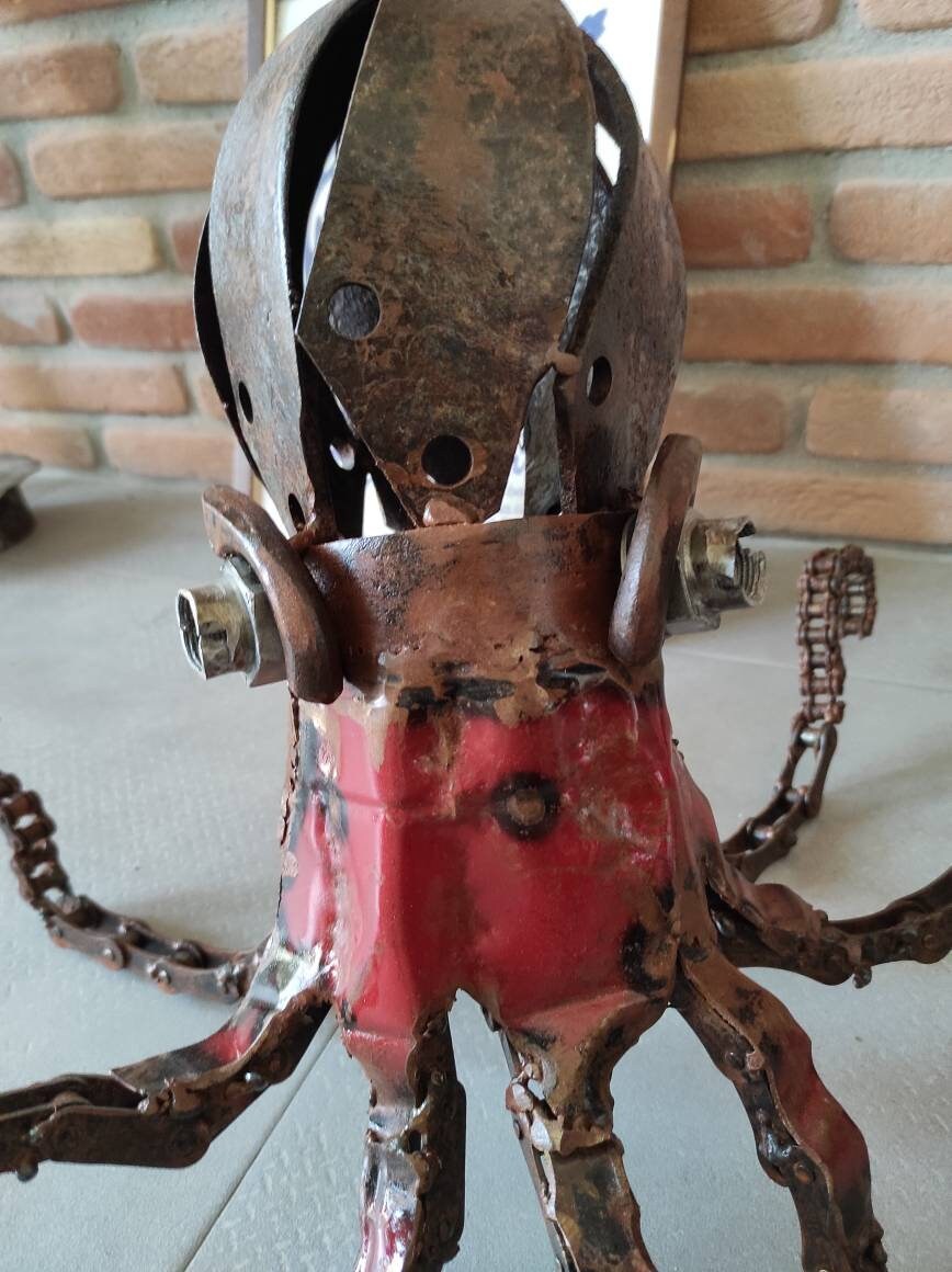 Octopus Sculpture by F-lor Da Fer - Recycled Iron Contemporary Artwork ...