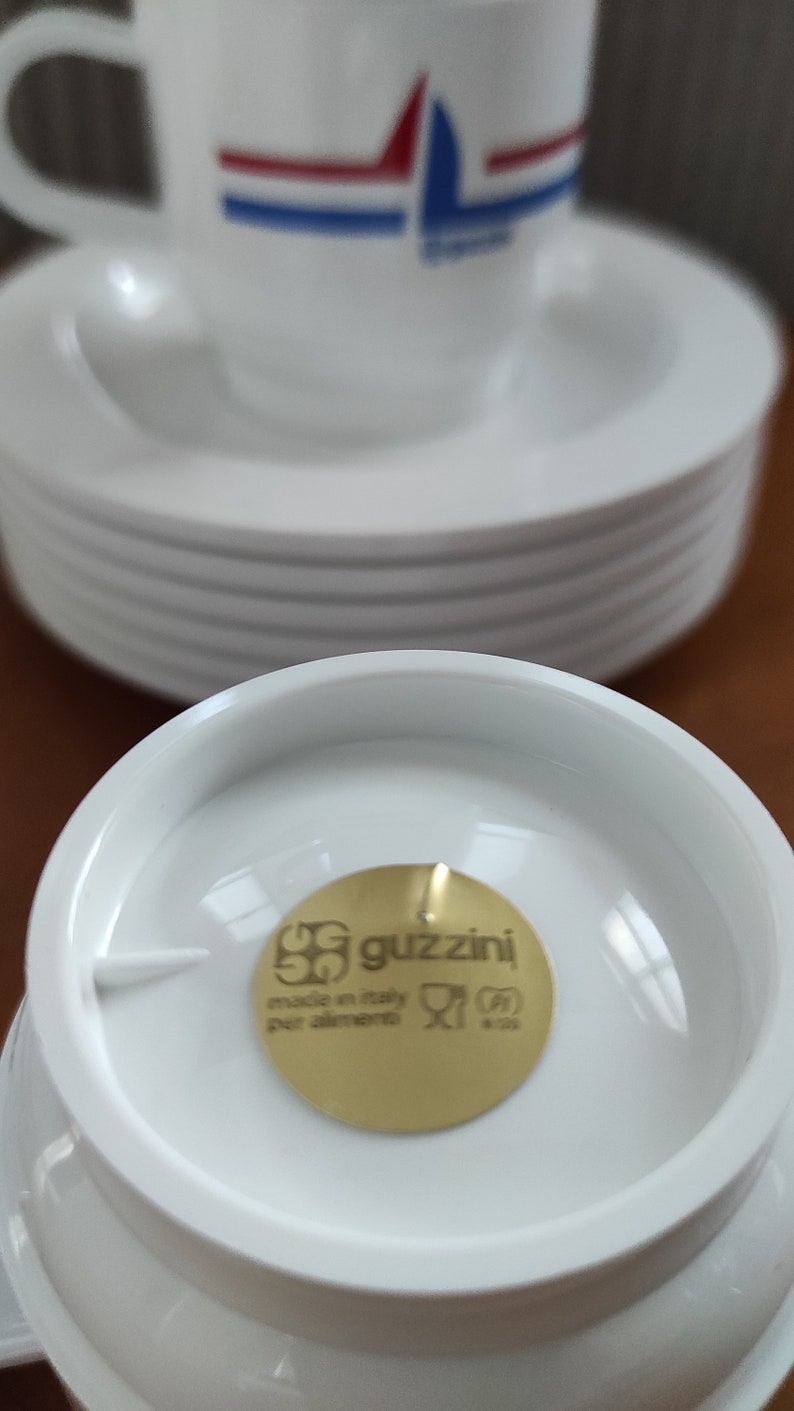 GUZZINI Set of 6 Espresso Coffee Cups With Melamine Saucer Vintage ...