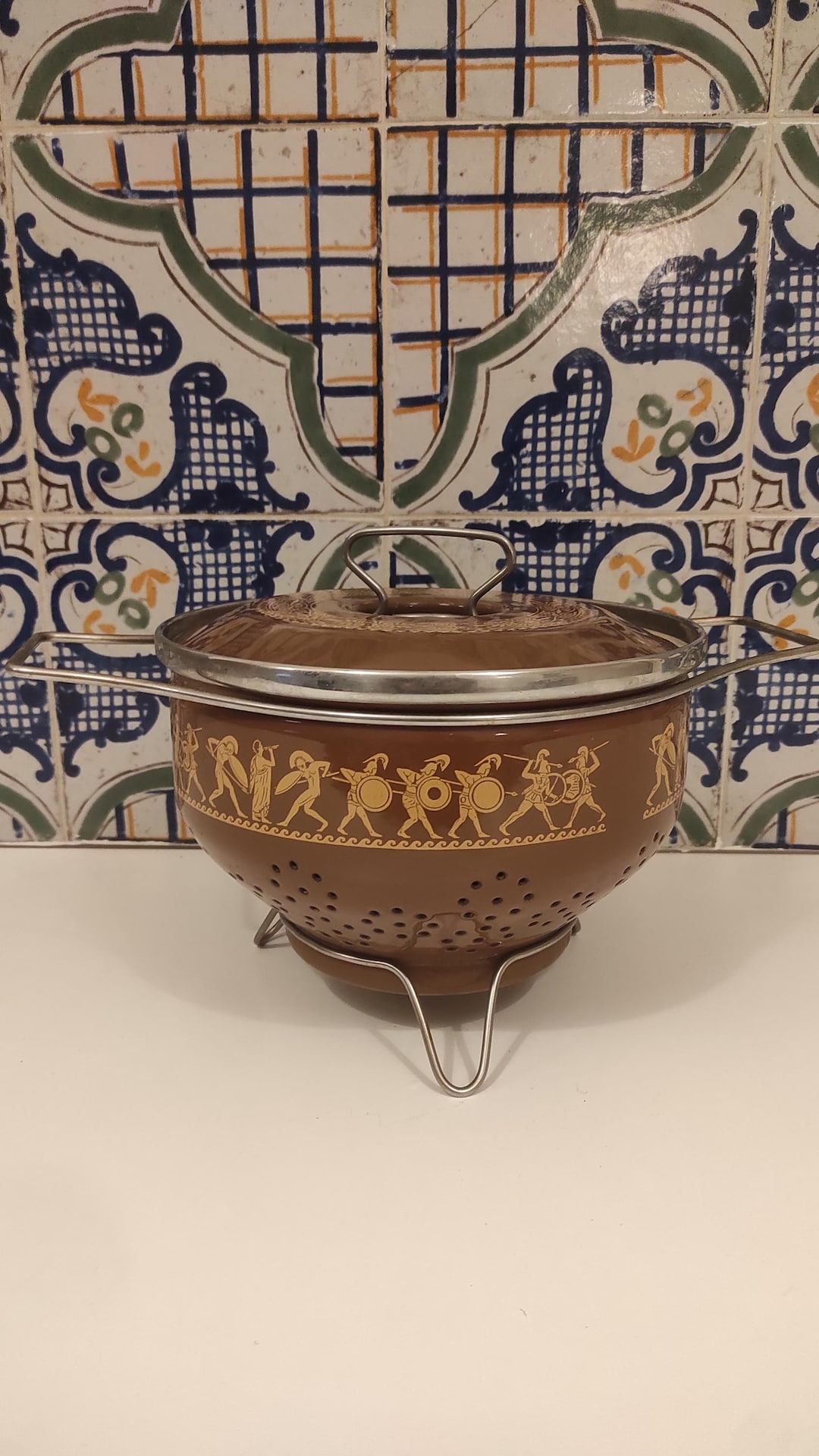 SILTAL Colander Roman Soldiers Design - Vintage 70s Design - Enamelled ...