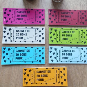 Carnet de 20 "bons pour" - à offrir - cadeau à personnaliser soi même ...