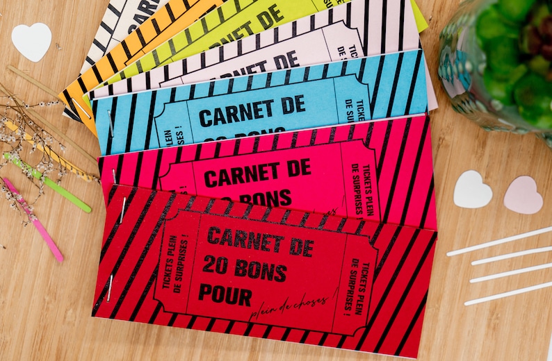 Carnet de 20 "bons pour" design rayures - à offrir - cadeau ...