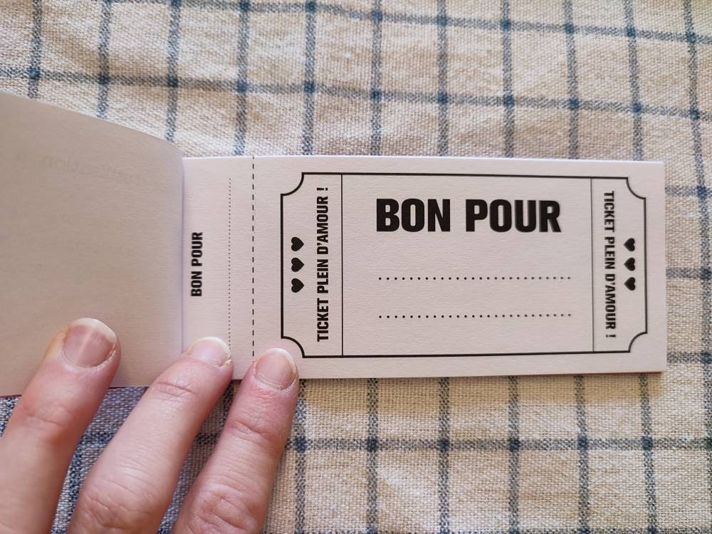 Carnet de 20 "bons pour" - à offrir - cadeau à personnaliser soi même ...