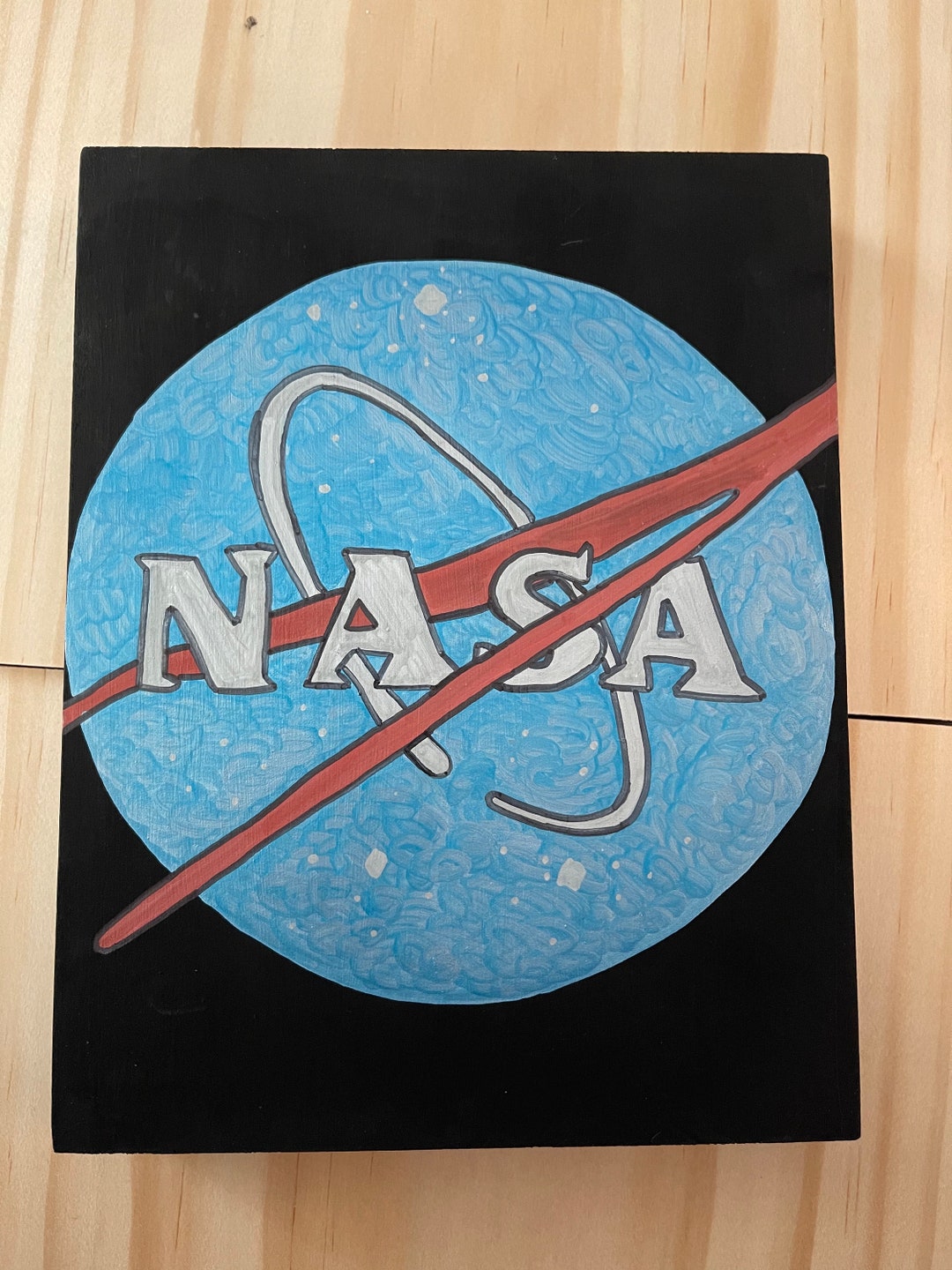 Signo de madera de la NASA, decoración del tema del espacio, fondo ...