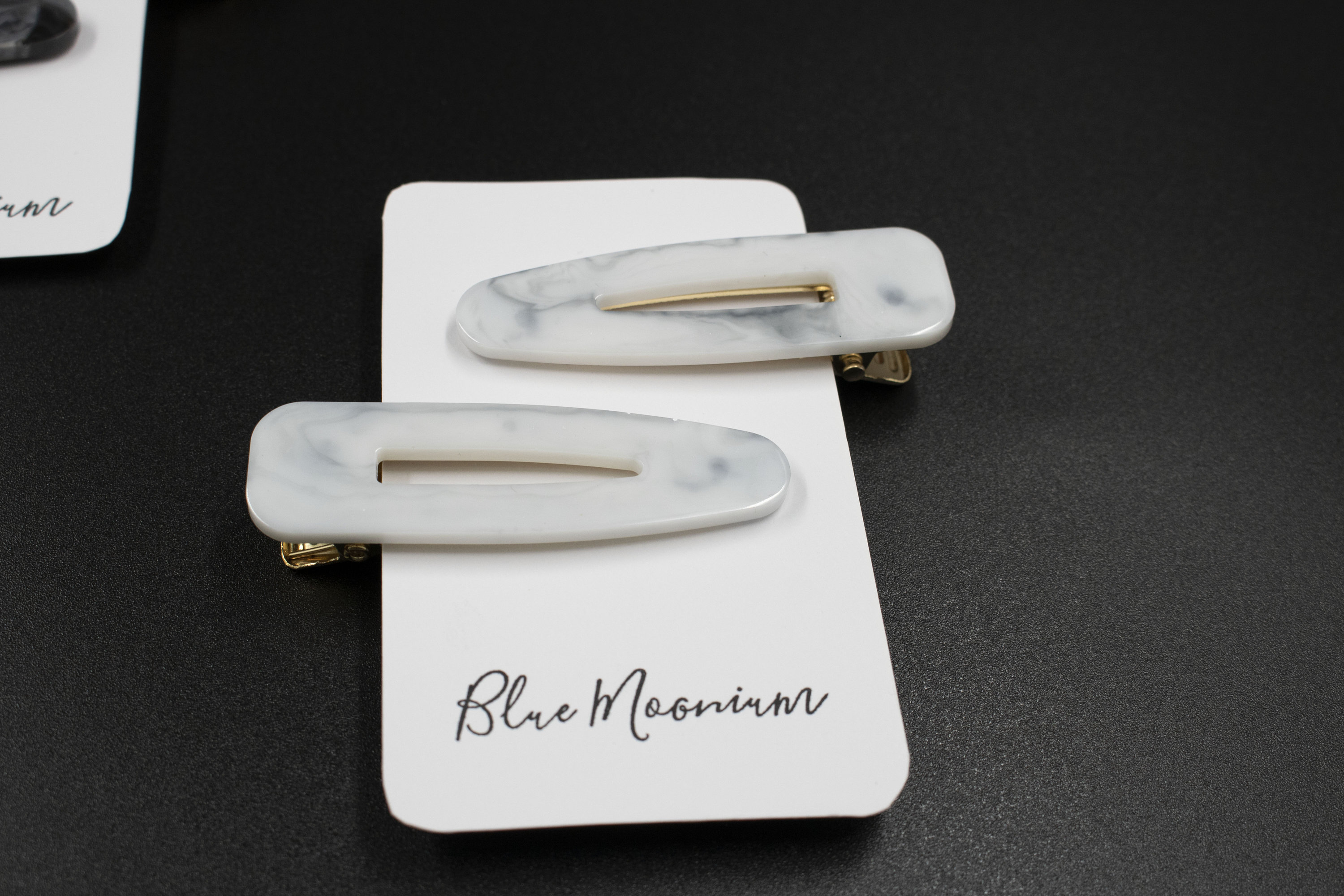 Black and White White and Grey Marble Effect Hair Clips - Etsy