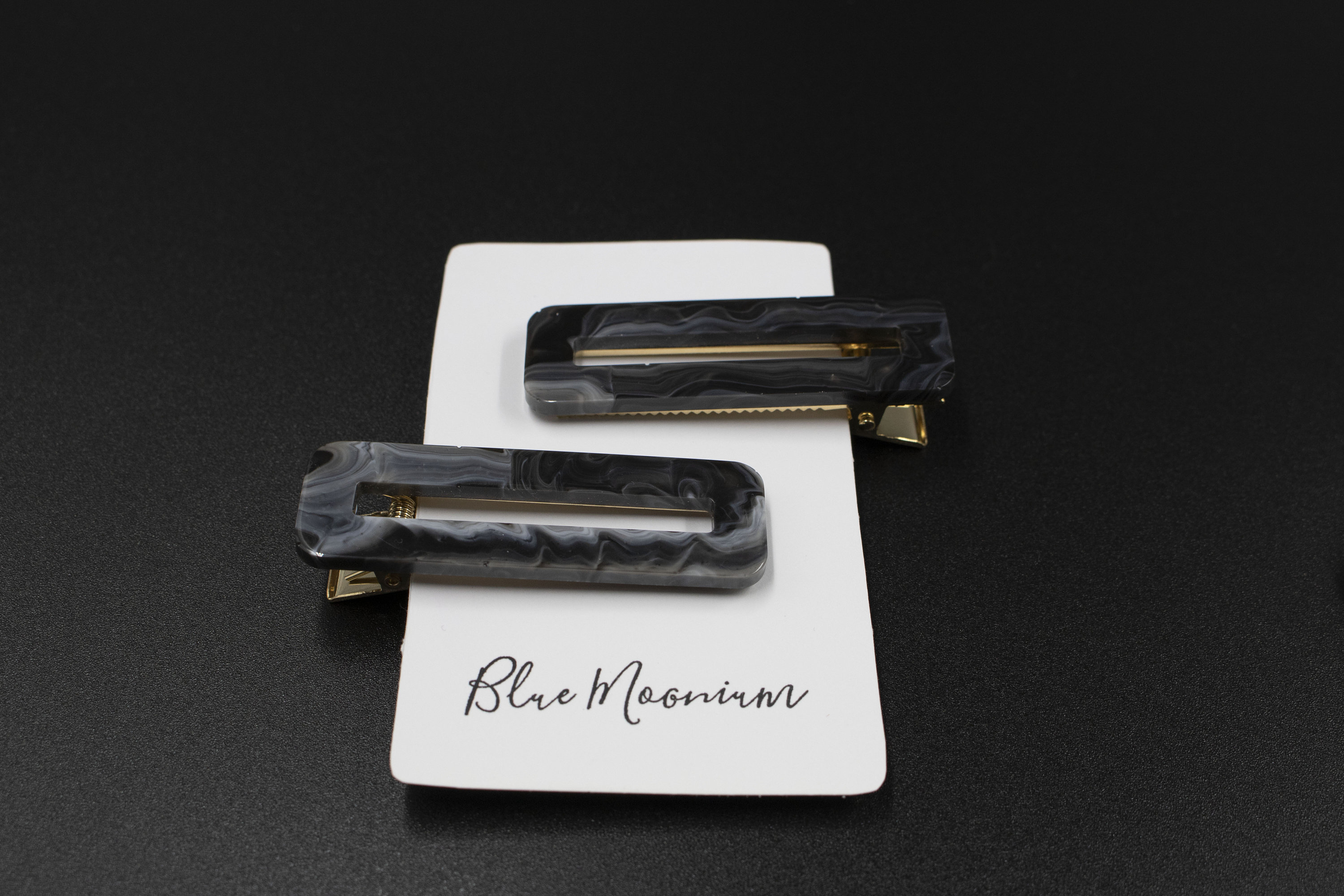 Black and White White and Grey Marble Effect Hair Clips - Etsy