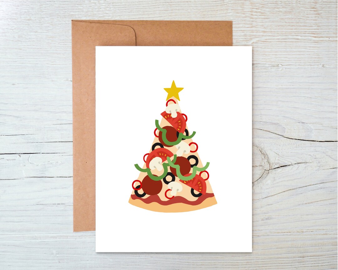 Christmas Tree Pizza | Pizza Lover Holiday Card | Christmas Card - Etsy