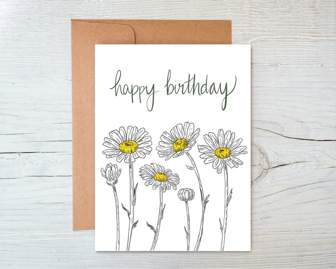Happy Birthday Card | Daisies | Floral Birthday | Daisy Birthday - Etsy