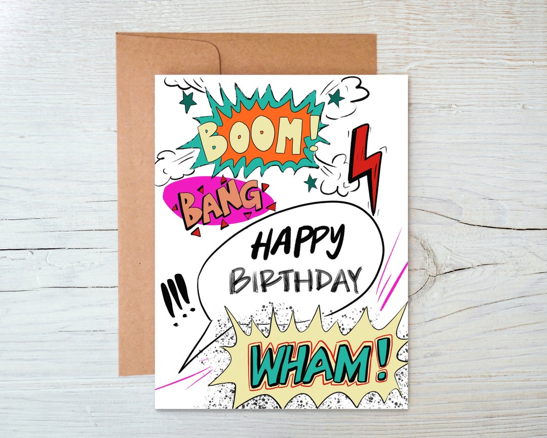 Comic Book Birthday | Happy Birthday Card - Etsy