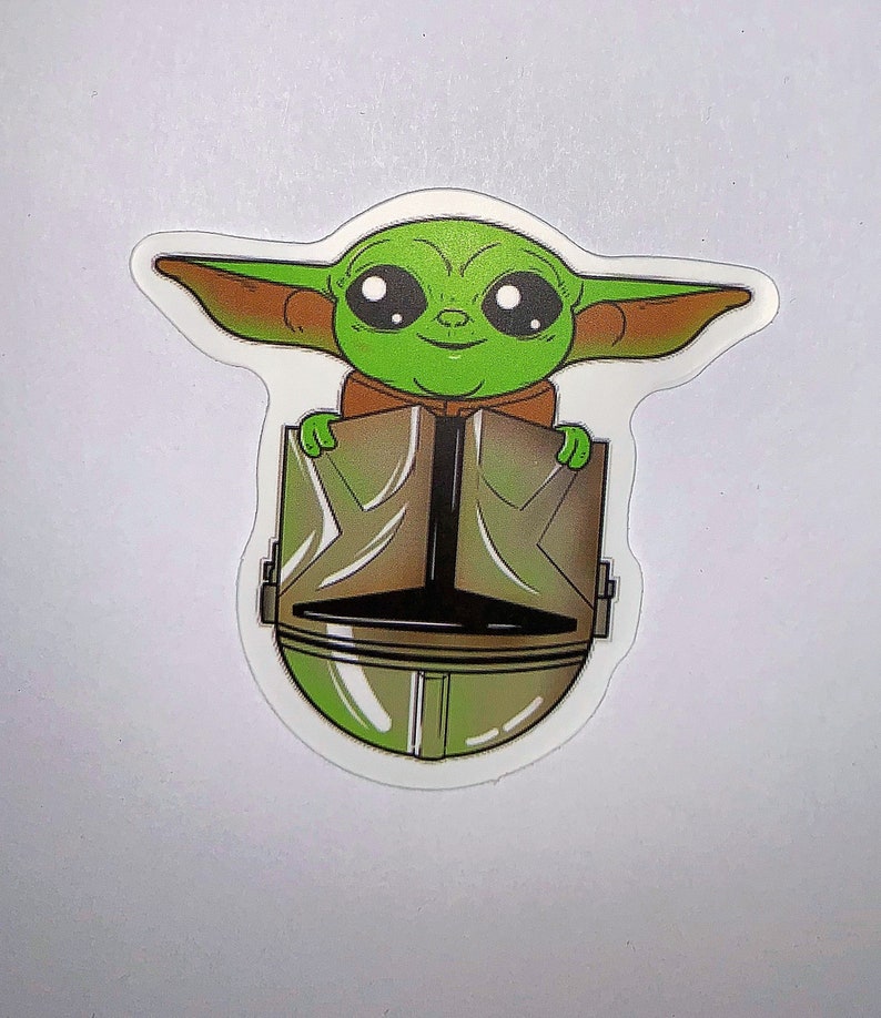 Baby Yoda in A Mandalorian Helmet Sticker Individual Sticker - Etsy