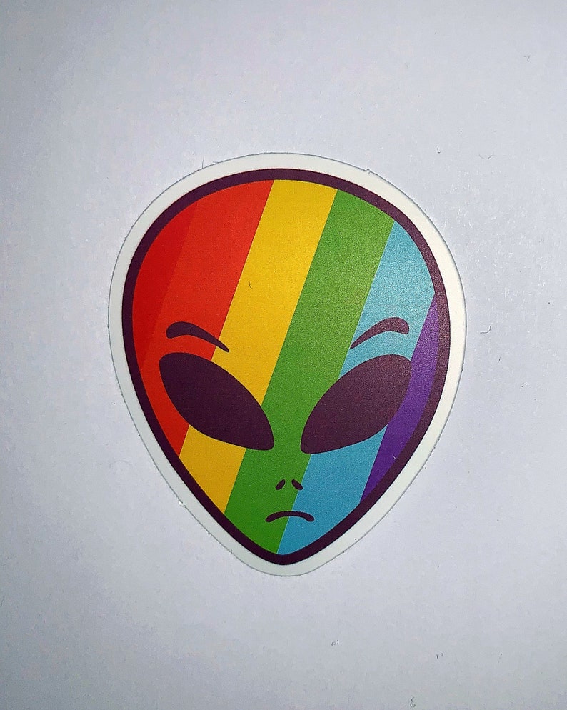 LGBT Rainbow Alien Sticker Individual Sticker Laptop Tablet - Etsy