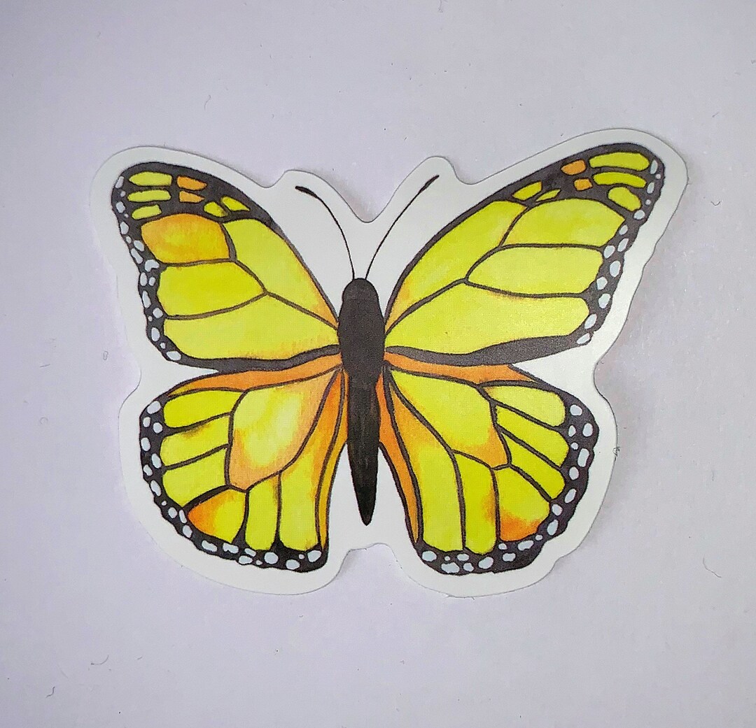 Yellow Butterfly Sticker Individual Sticker Laptop Tablet - Etsy